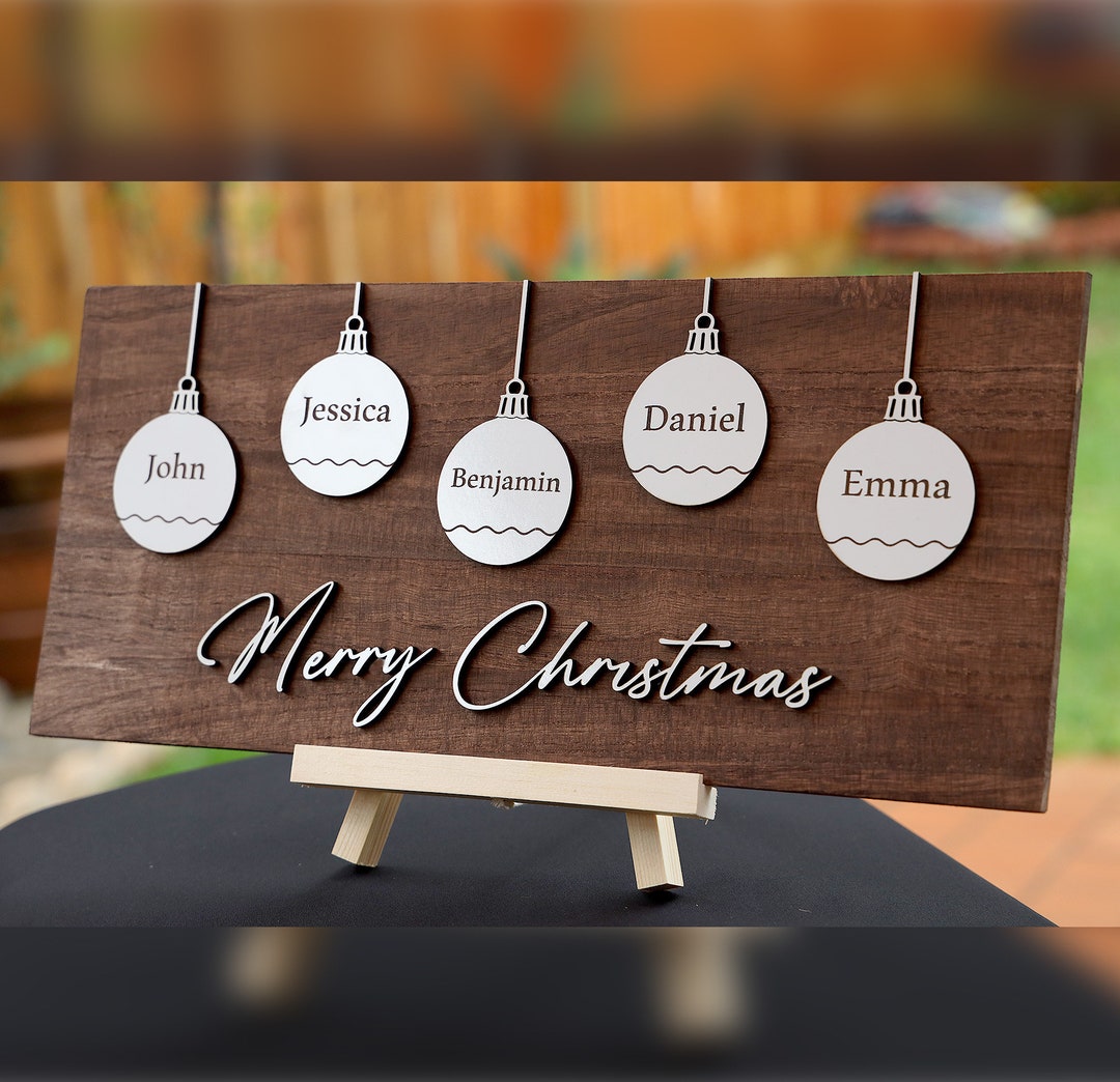 Personalized Christmas Ornament Family Name Sign, Custom Christmas Sign ...