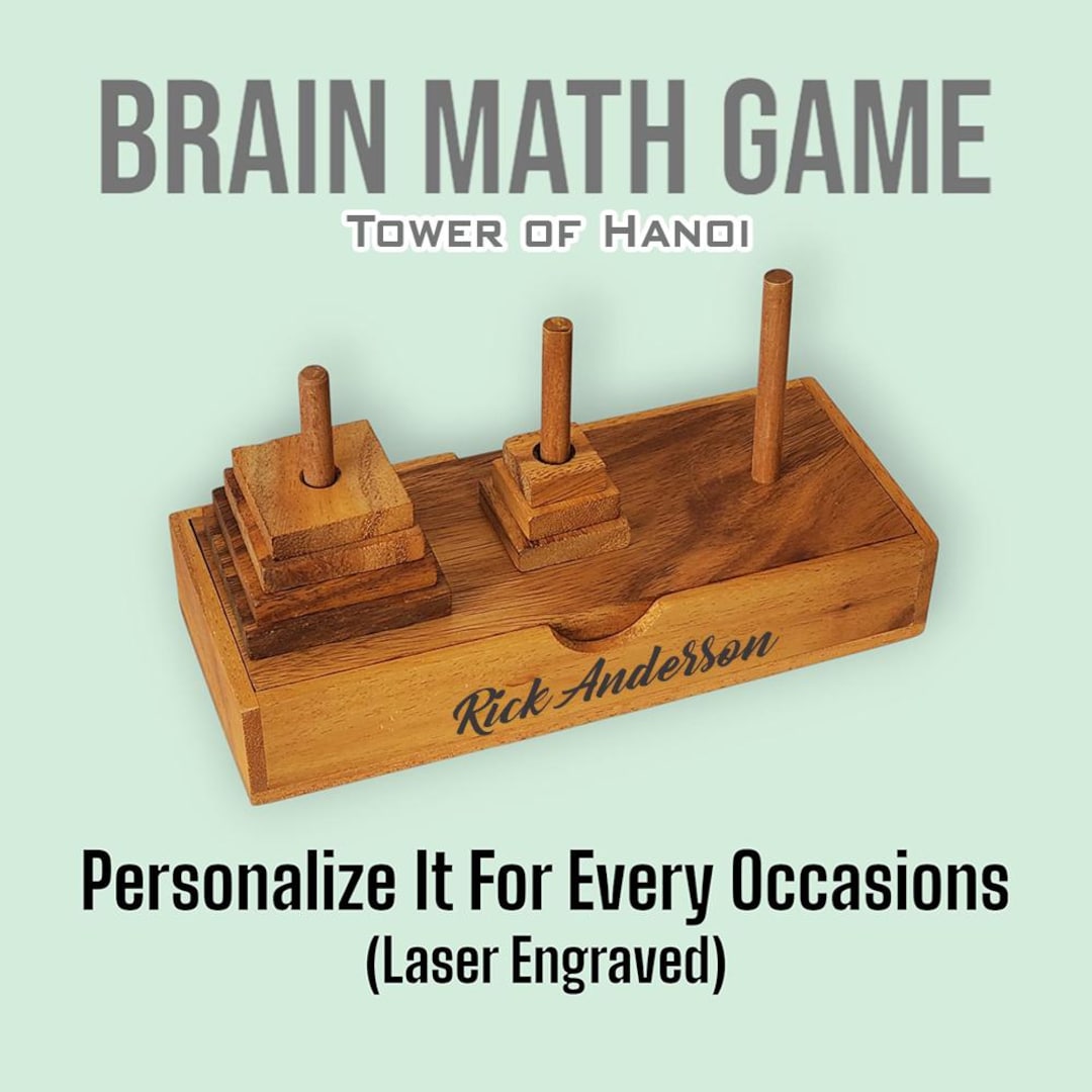 Personalized Wooden Tower of Hanoi Puzzle: Brain Teaser Gift - Etsy