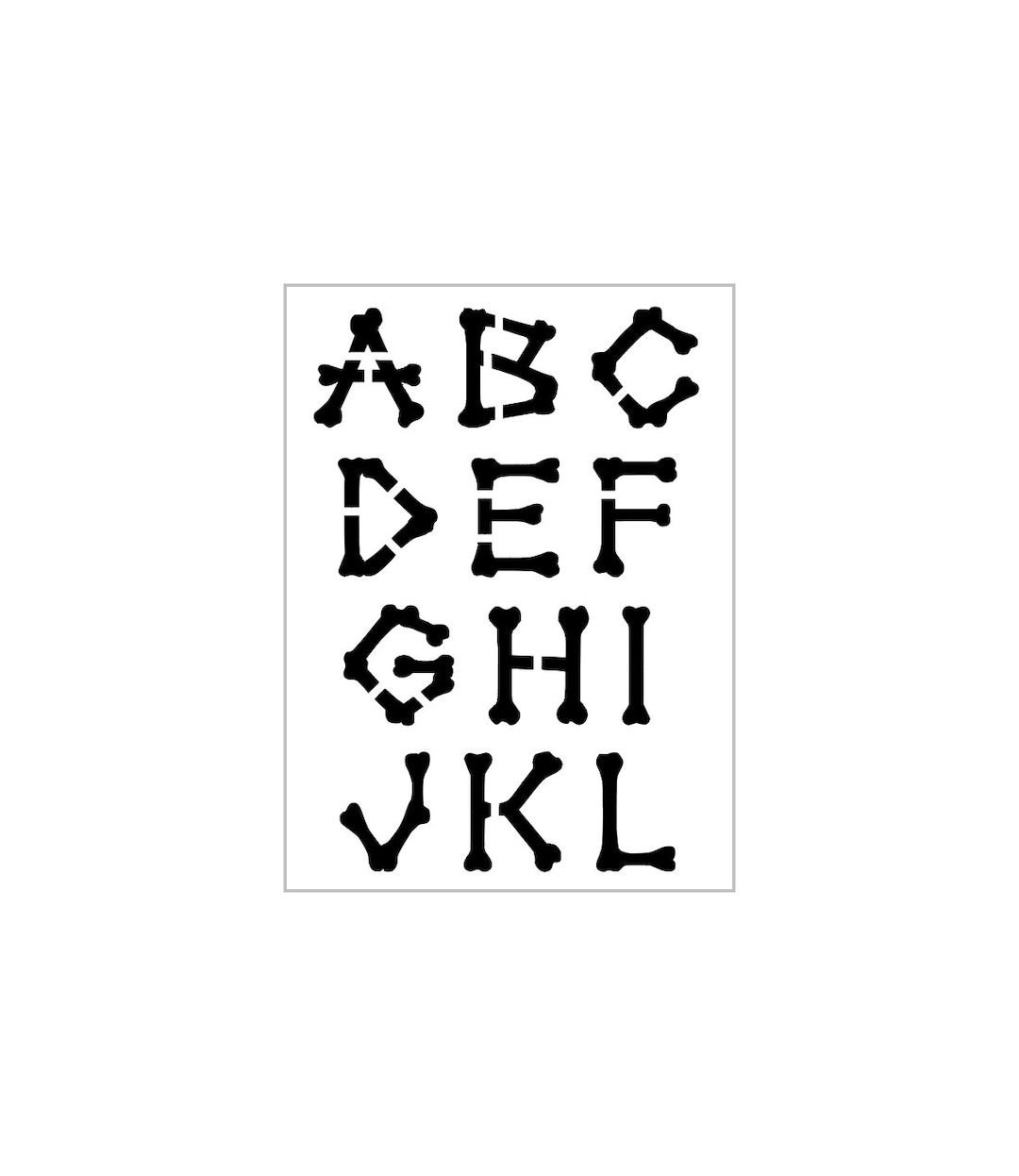 DEM BONES Alphabet Stencil 2 Inch Abcs Skeleton Halloween Letters ...