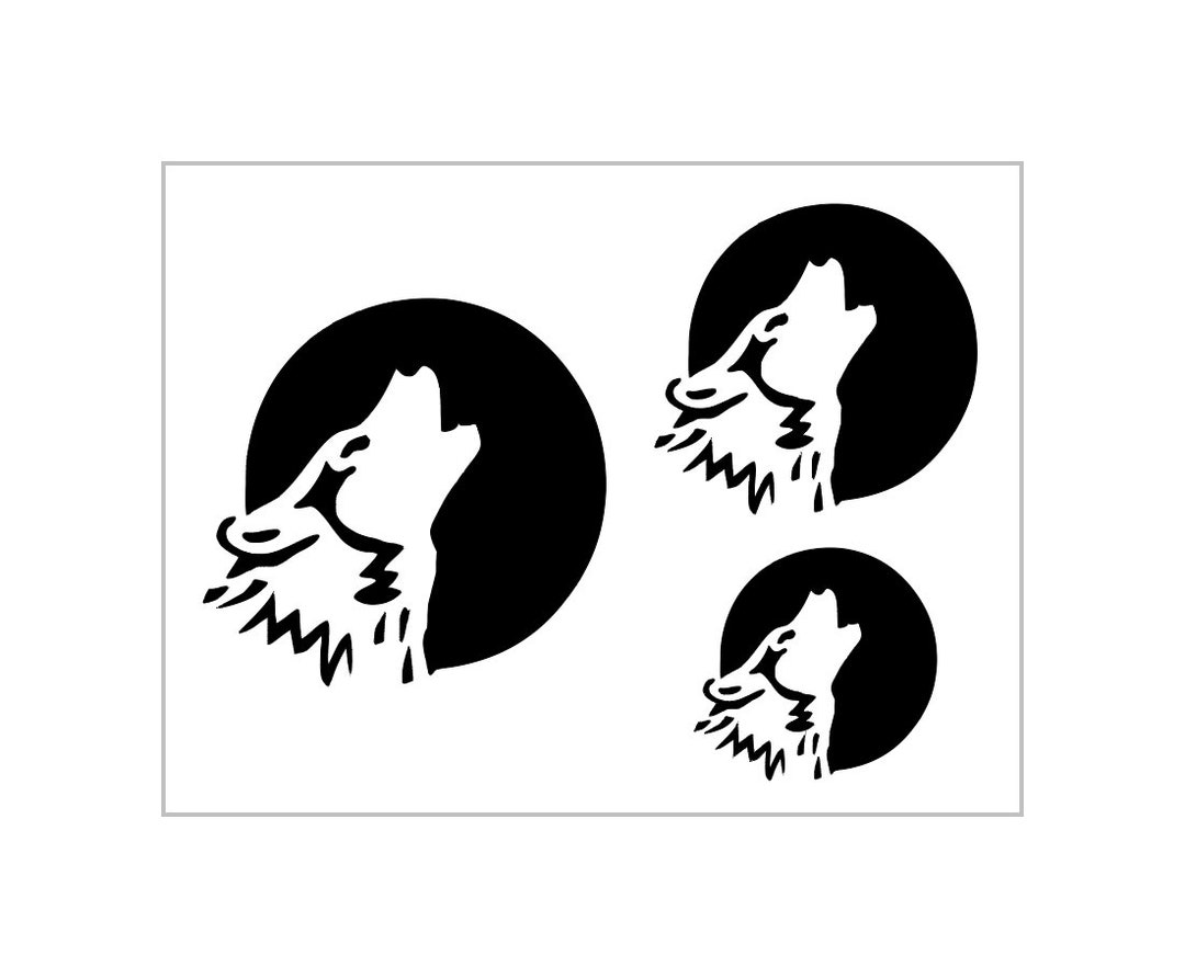 Wolf Full Moon Howl Stencil 3 Sizes Halloween Howling Silhouette ...