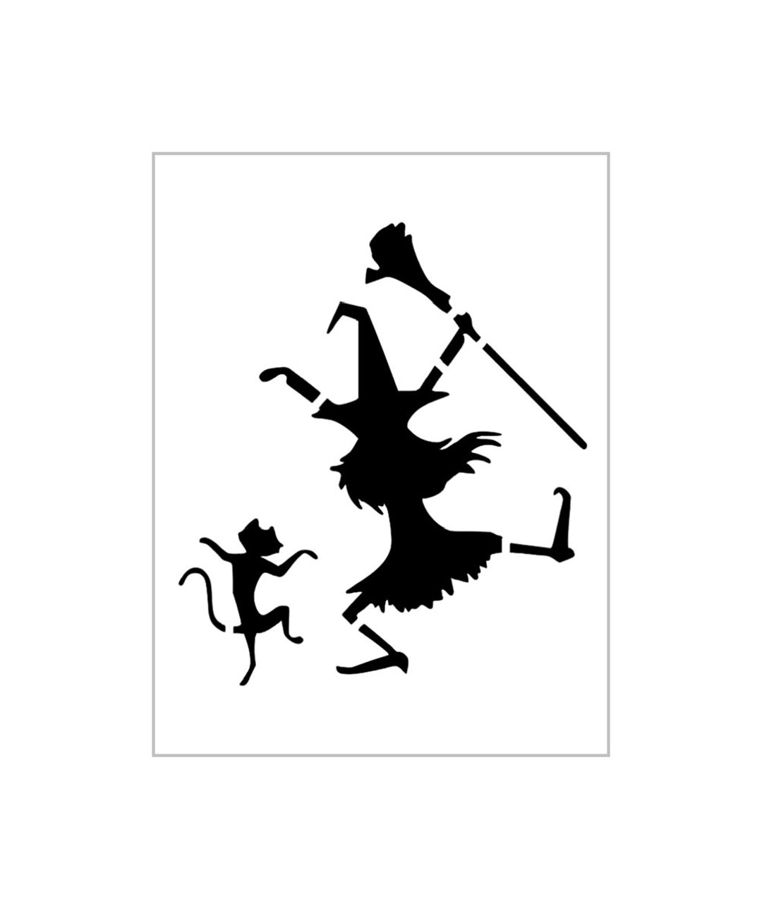 Witch and Cat Dancing Stencil Halloween Design Reusable Plastic Sheet ...