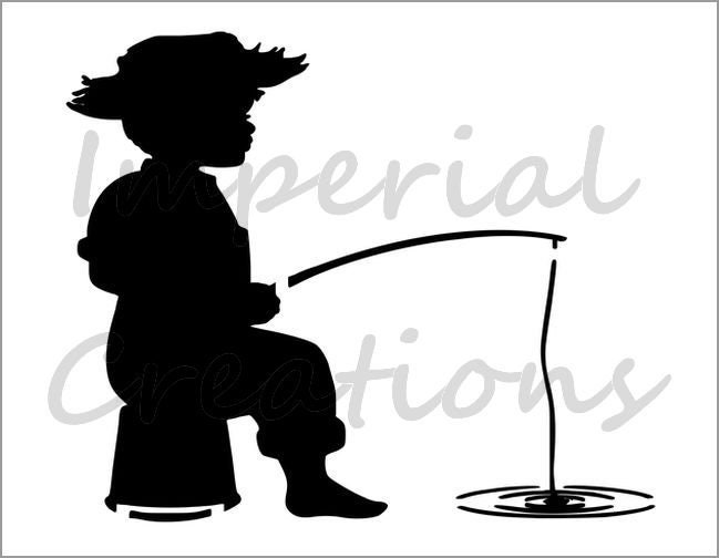 Fishing Boy Stencil Fisherman Hat Pole Fish Reusable Sheet | Etsy