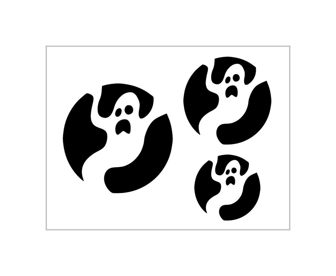 Creepy Ghost Stencil 3 Sizes Halloween Scary Full Moon Reusable Sheet ...