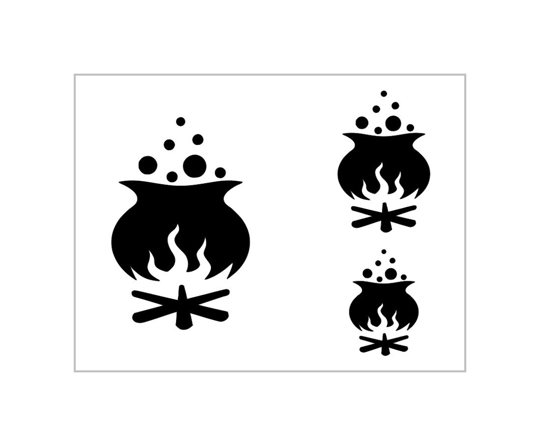 Witch Cauldron Stencil 3 Sizes Halloween Silhouette Reusable Sheet S782 ...