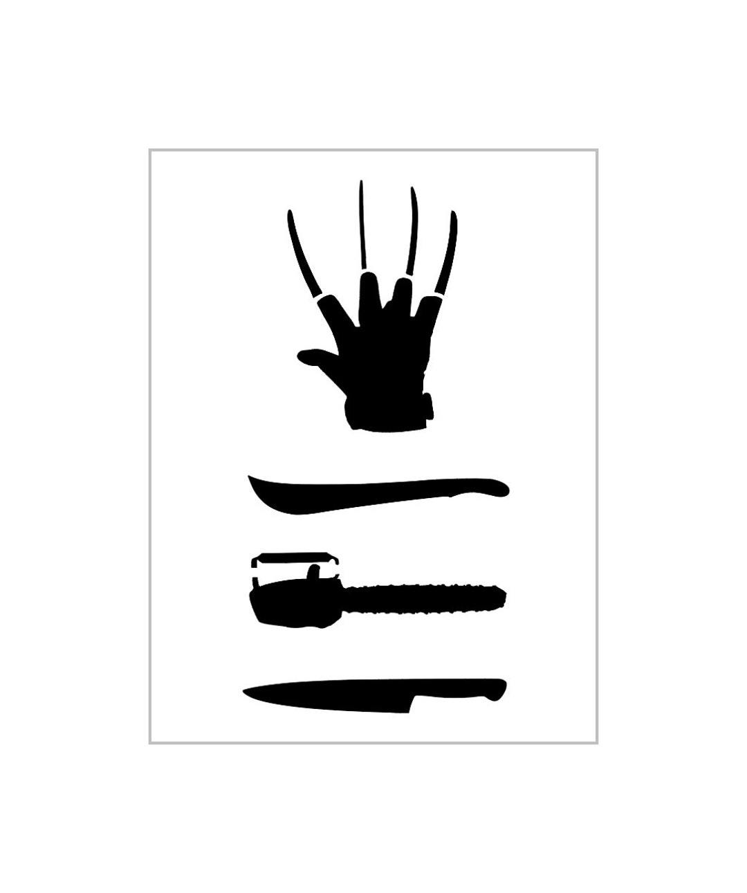 Horror Movie Weapons Stencil Halloween Freddy Michael Jason Reusable ...