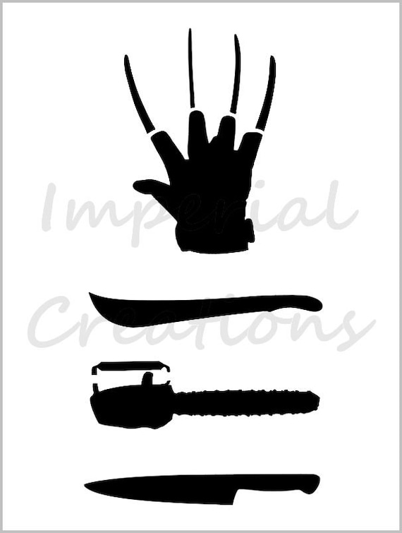 Horror Movie Weapons Stencil Halloween Freddy Krueger Jason | Etsy