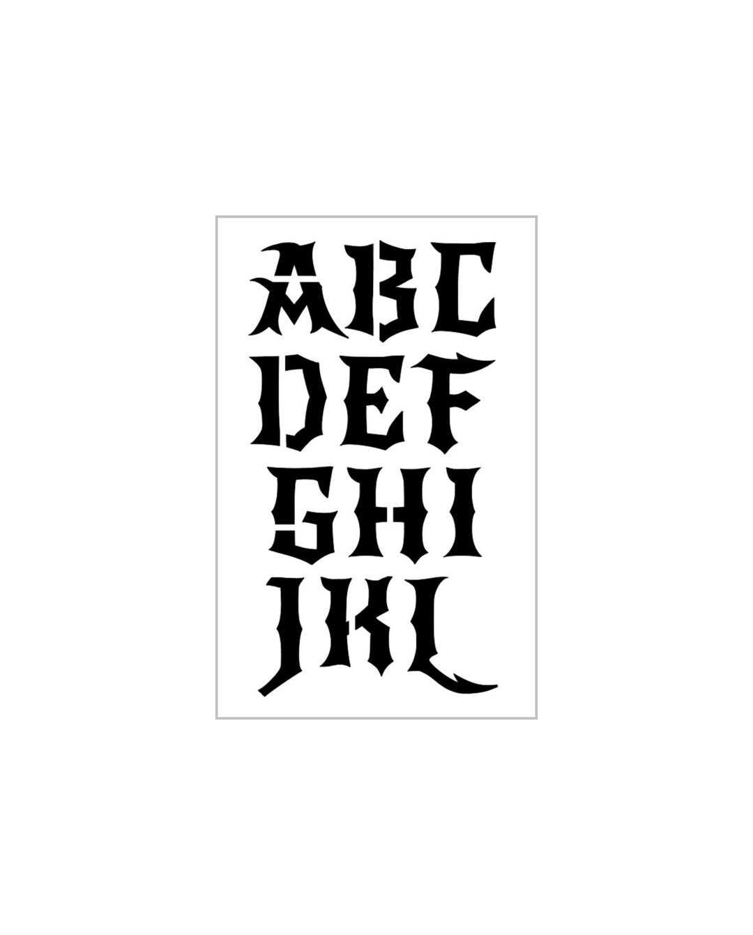 GOTHIC Alphabet Stencil 2 Inch Goth Dark Style Devil Evil Halloween ...