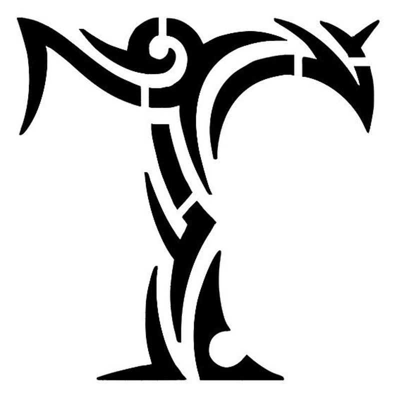 TRIBAL T Letter Design Stencil First Last Name Initial 4 | Etsy