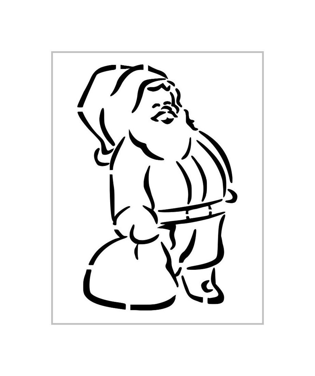 SANTA CLAUS Stencil Toy Bag Jolly Christmas Outline Holiday Reusable ...