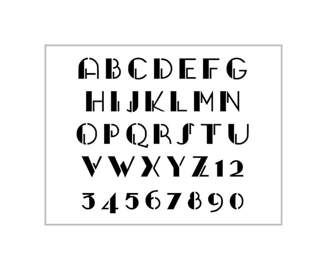 ART DECO 20s Alphabet Stencil 1 Inch 1920's Vintage Font Set Letters ...