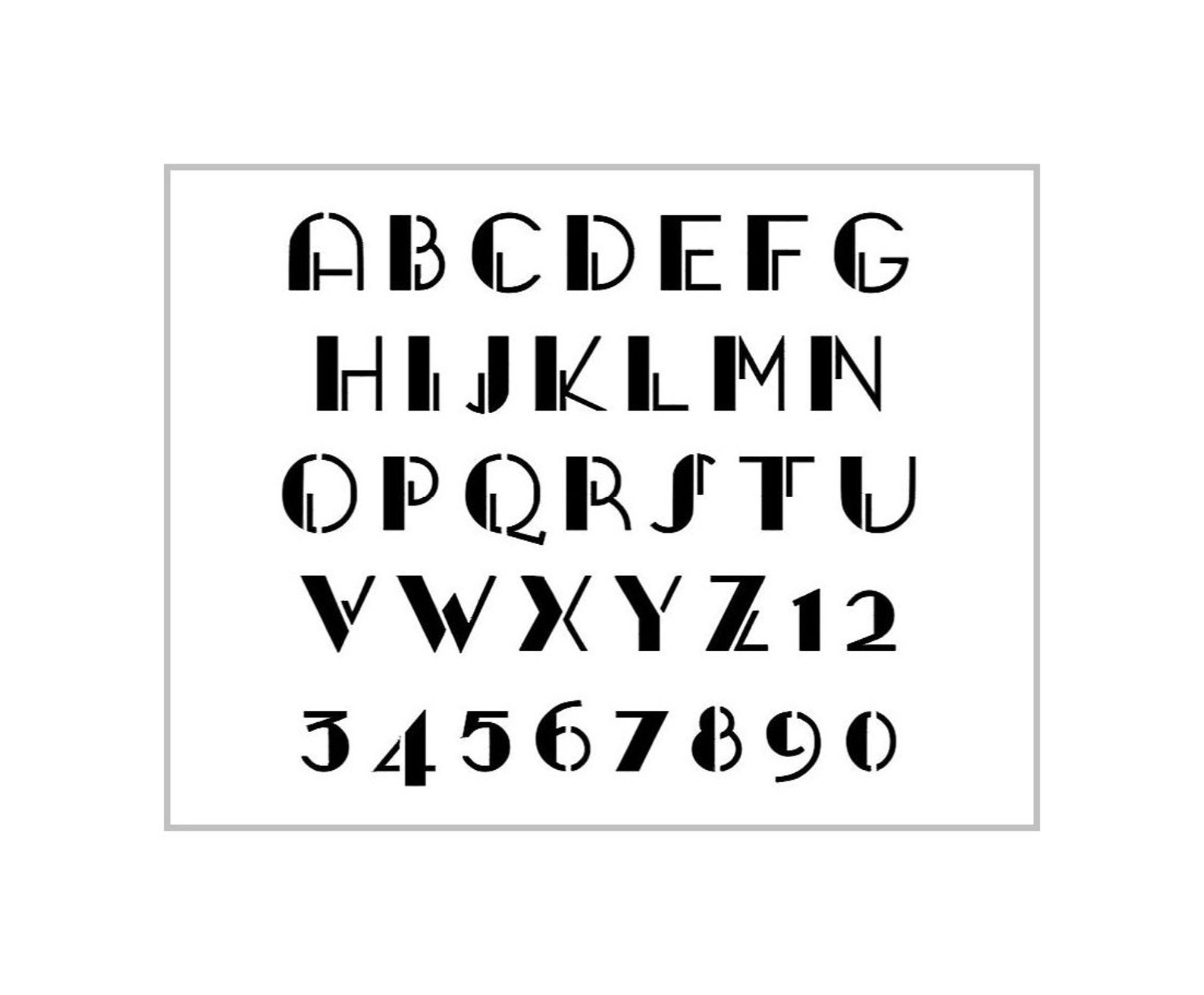 ART DECO 20s Alphabet Stencil 1 Inch 1920's Vintage Font Set Letters ...