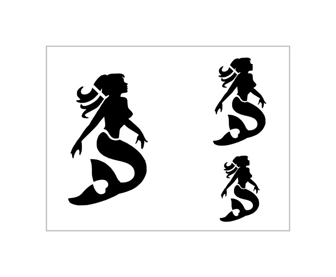 Mermaid Stencil 3 Sizes Sea Maid Silhouette Reusable Plastic Sheet S829 ...