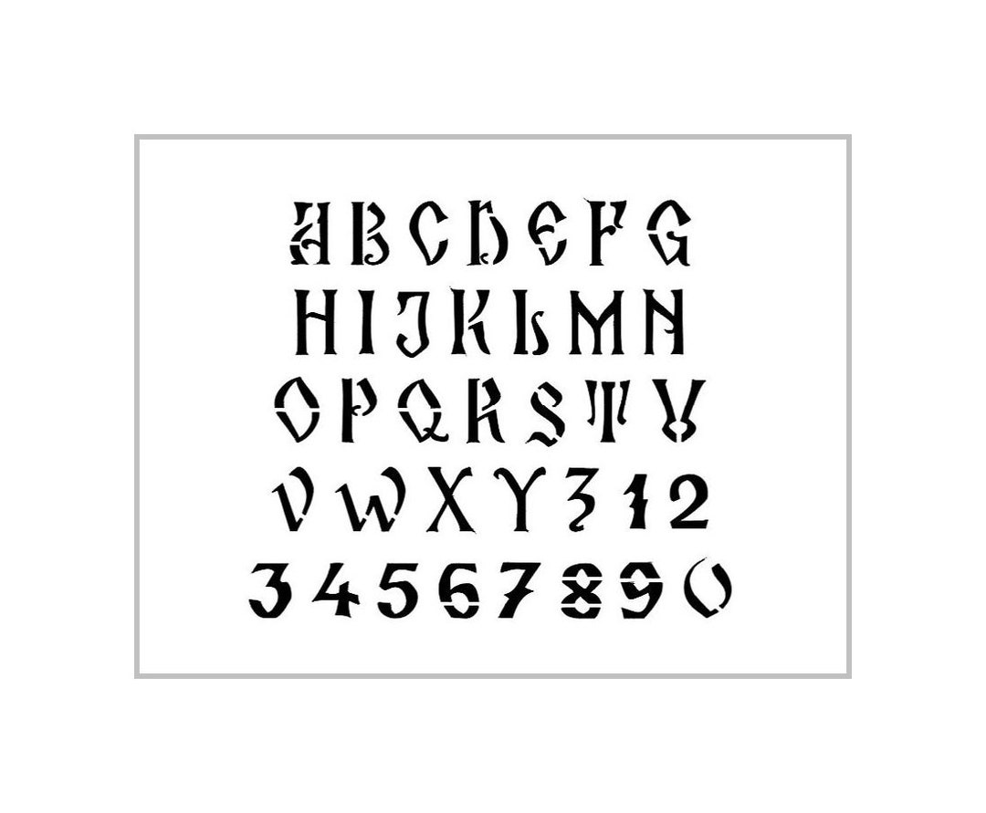 GOTHIC NIGHTMARE Alphabet Stencil 1 Inch Old Style Font Set Letters ...