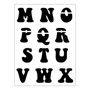 GROOVY TIME Alphabet Stencil 2 Inch Abcs 60's 70's Letters Font Capital ...