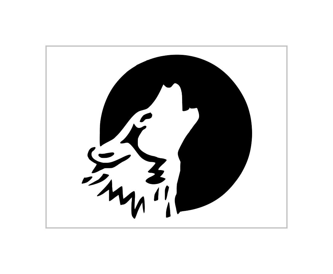 Wolf Stencil Howling At The Moon Illustration Cartoon Wolf Howling