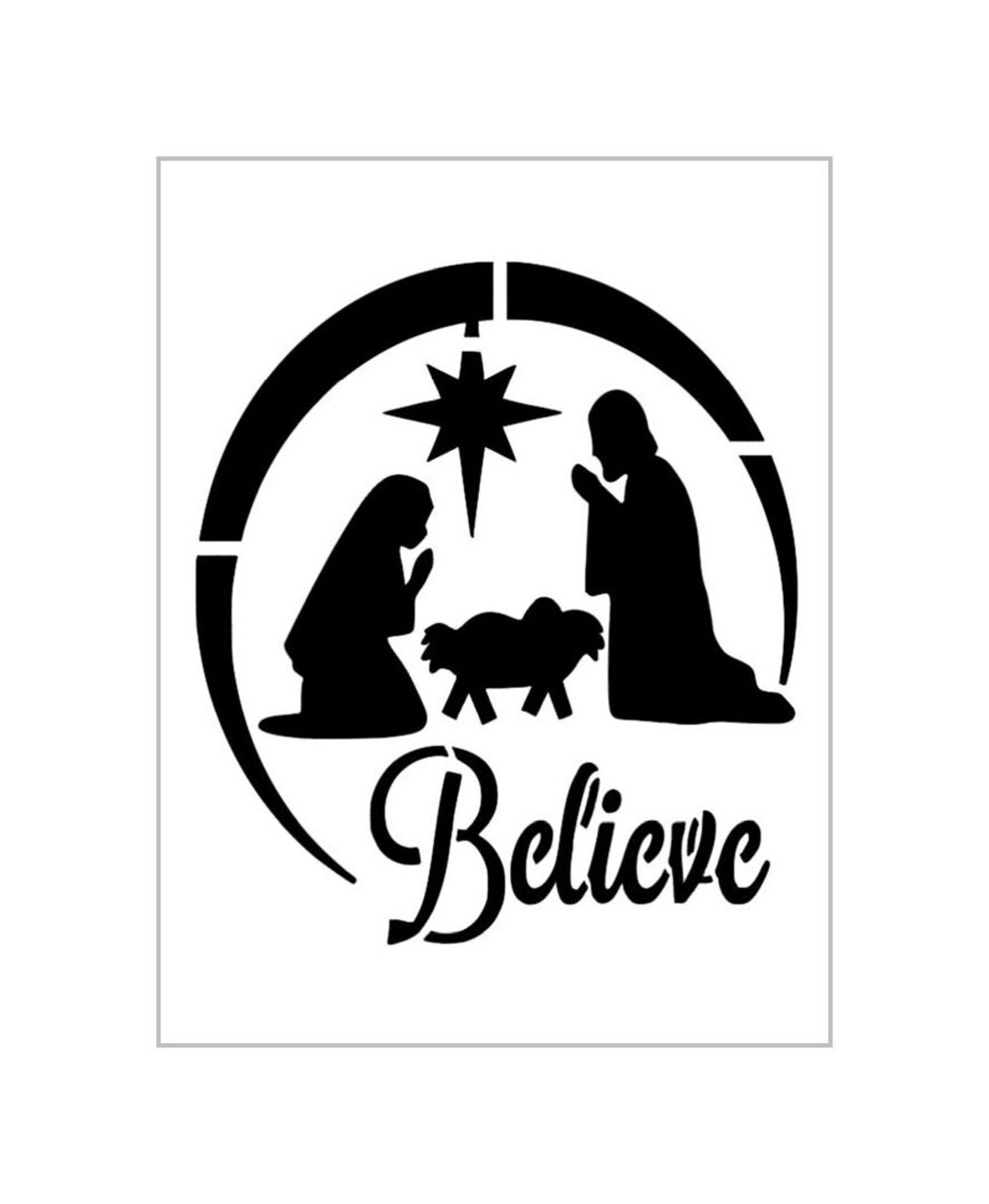 Nativity Believe Stencil Chirstmas Manger Scene Reusable Sheet S705 - Etsy