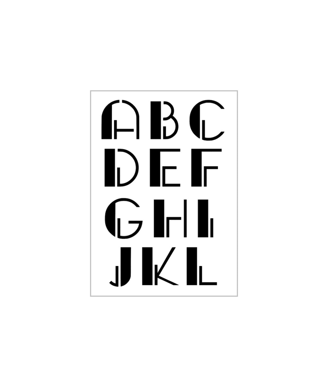ART DECO 20s Alphabet Stencil 2 Inch 1920's Vintage Font Letters Sheet ...