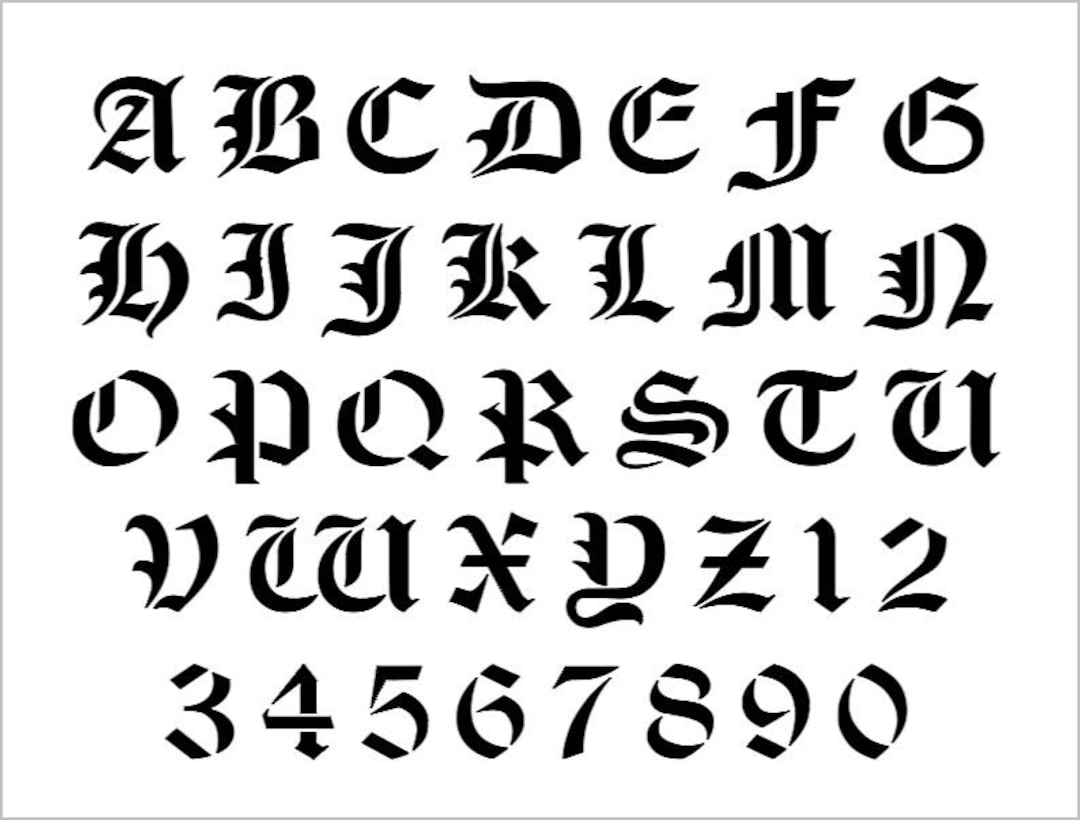 OLDE TIME Alphabet Stencil 1 Inch Old English Gothic Font Set - Etsy