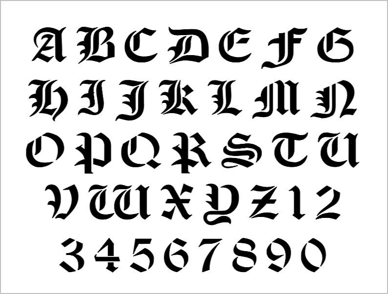 OLDE TIME Alphabet Stencil 1 Inch Old English Gothic Font Set - Etsy