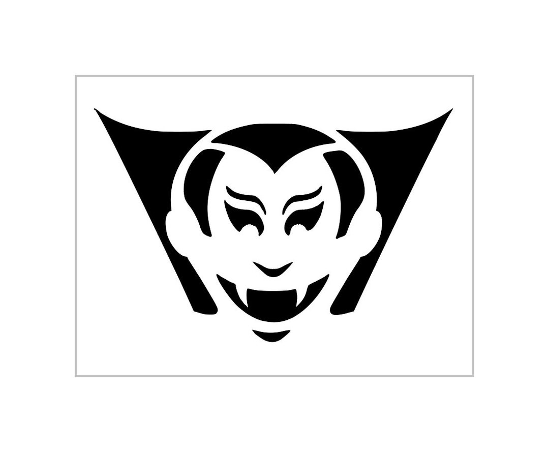 Vampire Face Stencil Halloween Dracula Pumpkin Carving Reusable Sheet ...