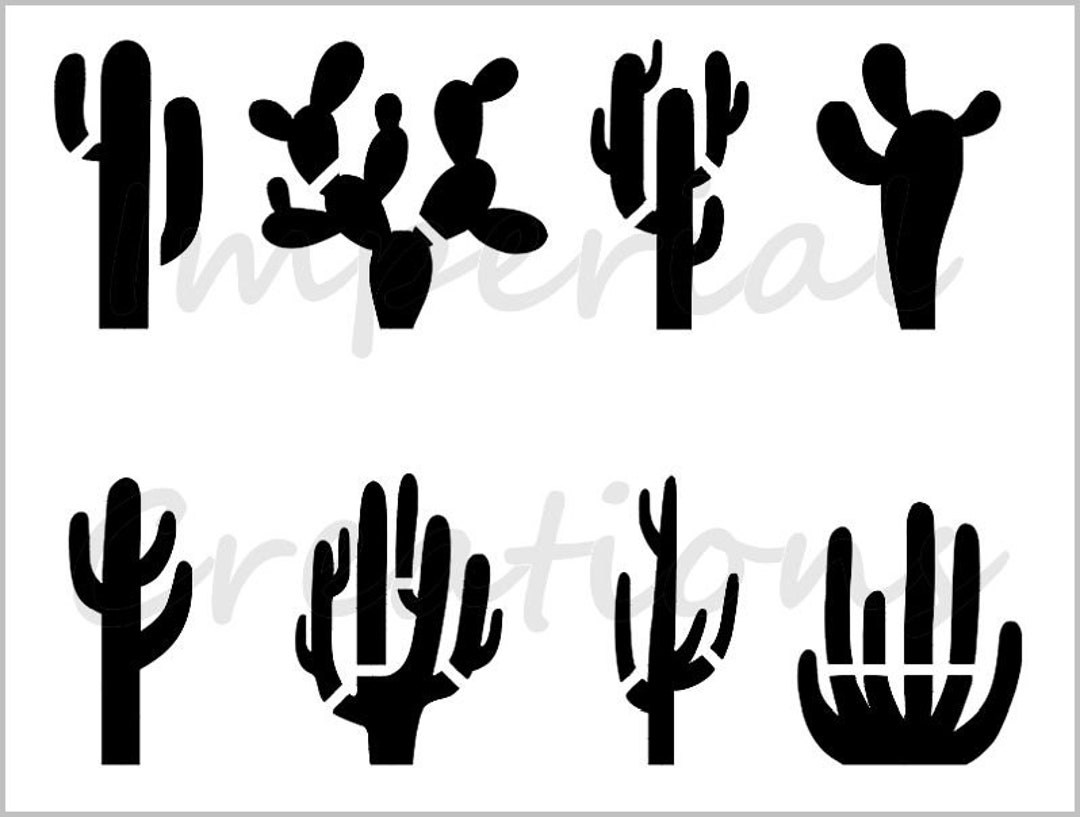Cactus Miniatures Stencil Desert Plant Designs 8.5 X - Etsy