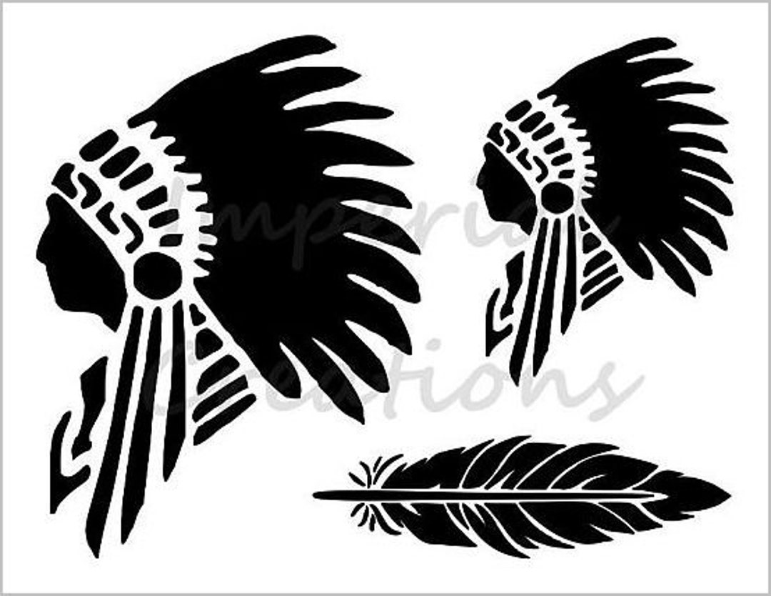 INDIAN CHIEF Stencil Native American Feather 8.5 X - Etsy