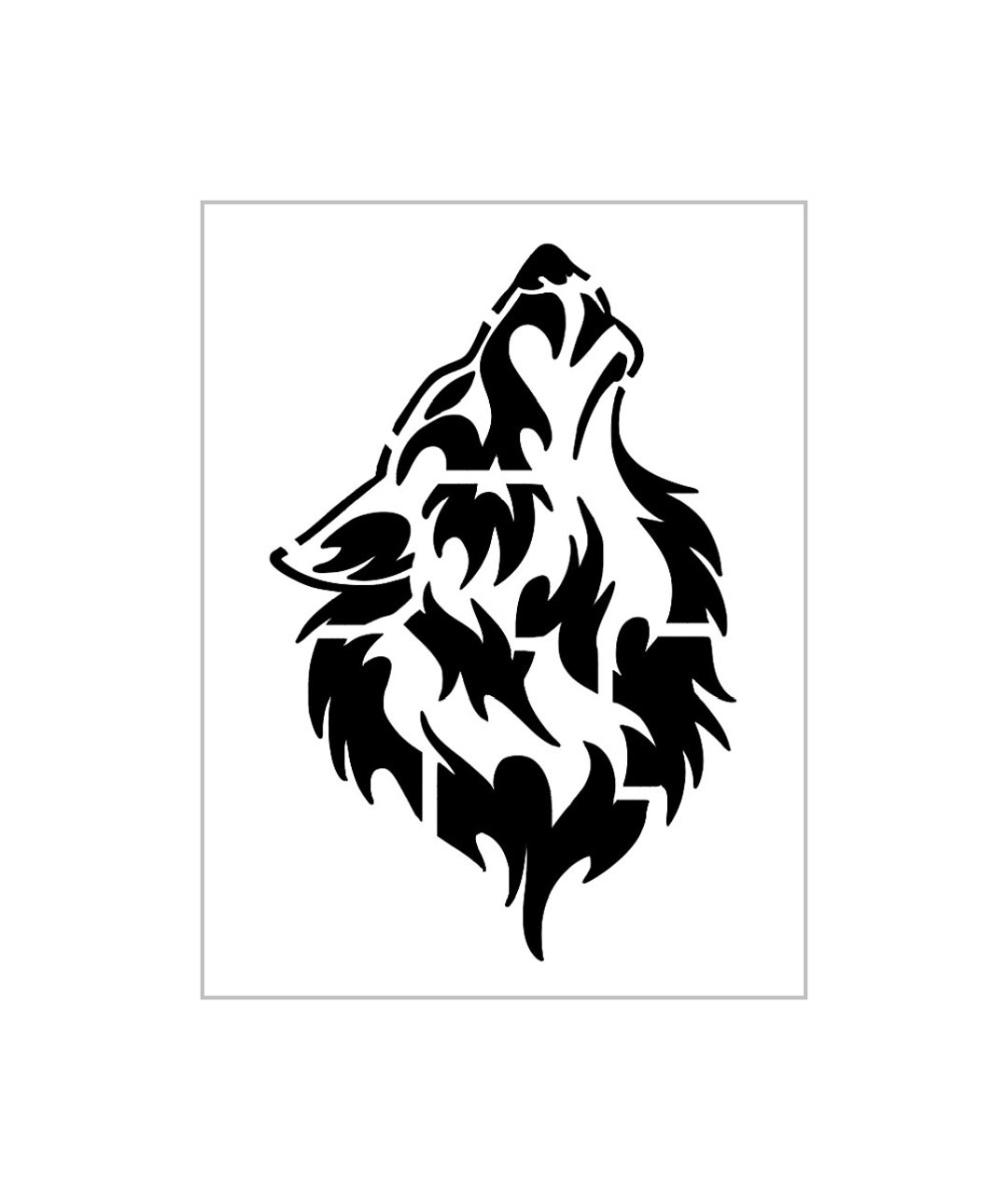 Wolf Howling Stencil Head Tribal Dog Design Reusable Sheet S636 - Etsy