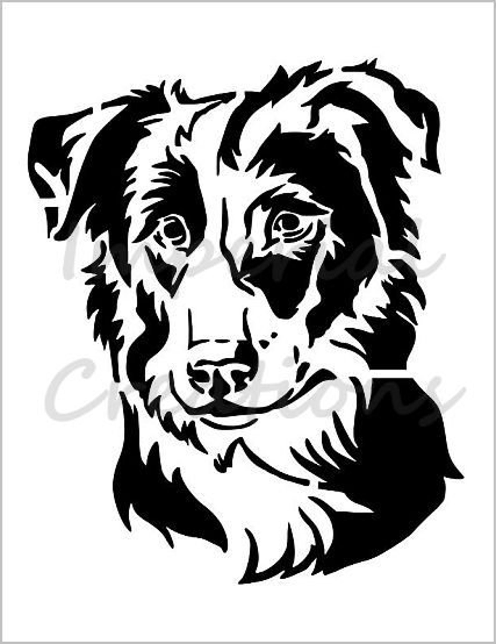 Border Collie Stencil Aussie Dog Breed Face Reusable Sheet - Etsy