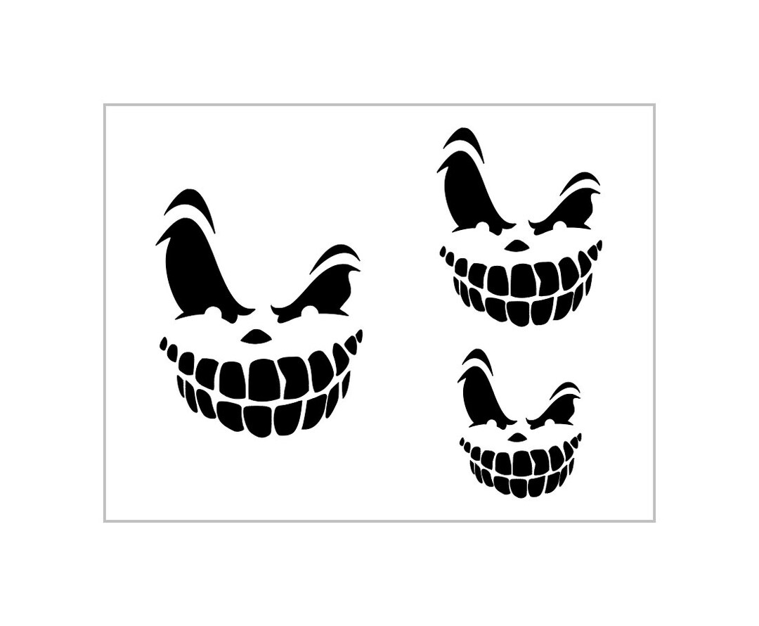 Evil Smile Ghost Stencil 3 Sizes Halloween Creepy Scary Monster ...