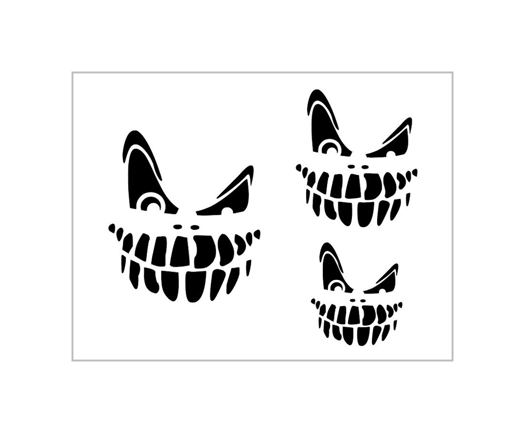 Evil Smile Ghost Stencil 3 Sizes Halloween Scary Creepy Monster ...