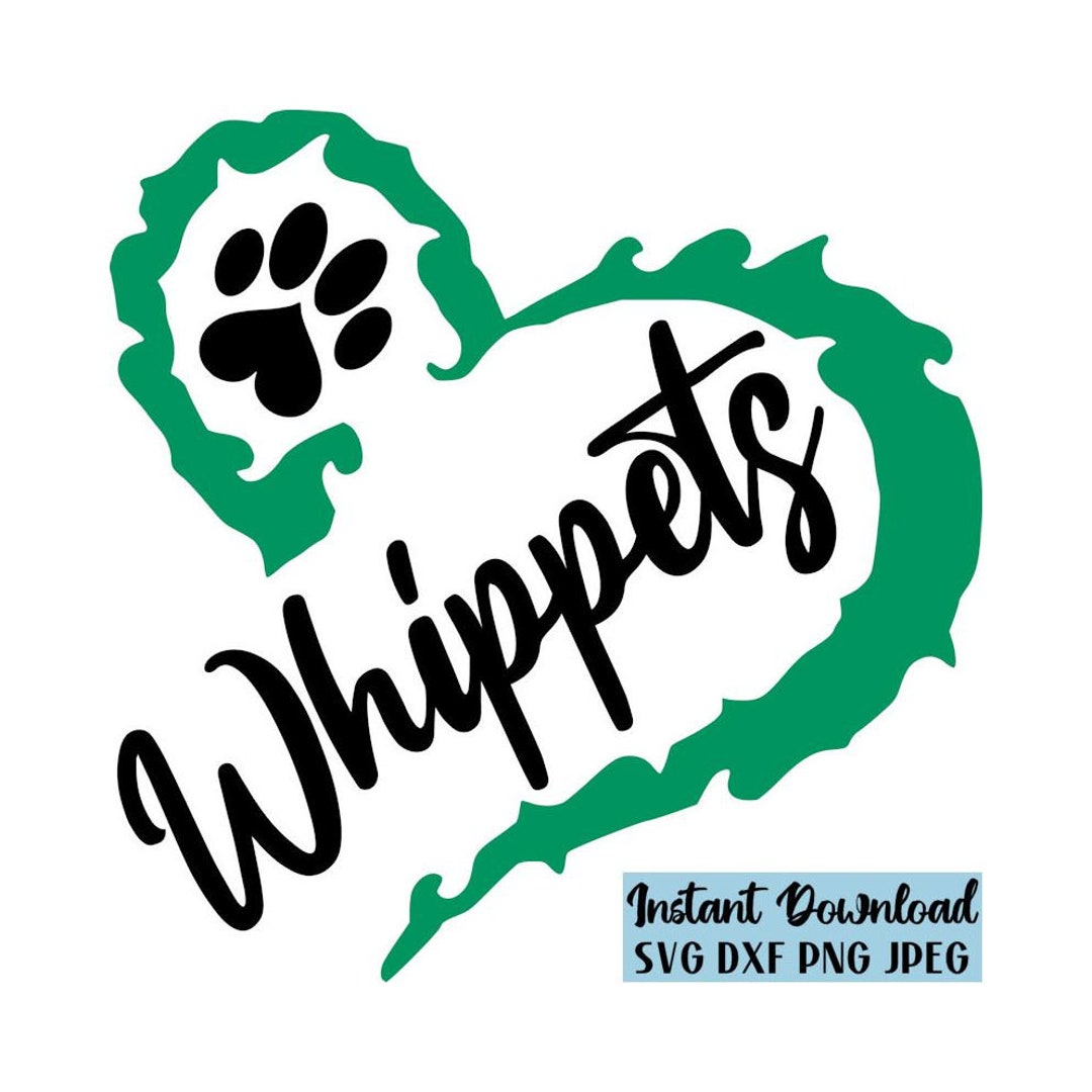 Whippet SVG, Dog Love SVG, Heart SVG, Digital Download, Instant ...