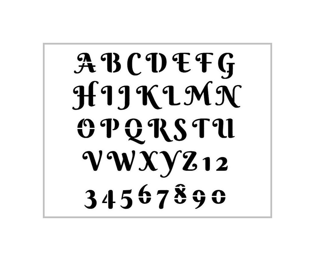 FANCY CURLS Alphabet Stencil 1 Inch Girly Romantic Font Set Letters ...