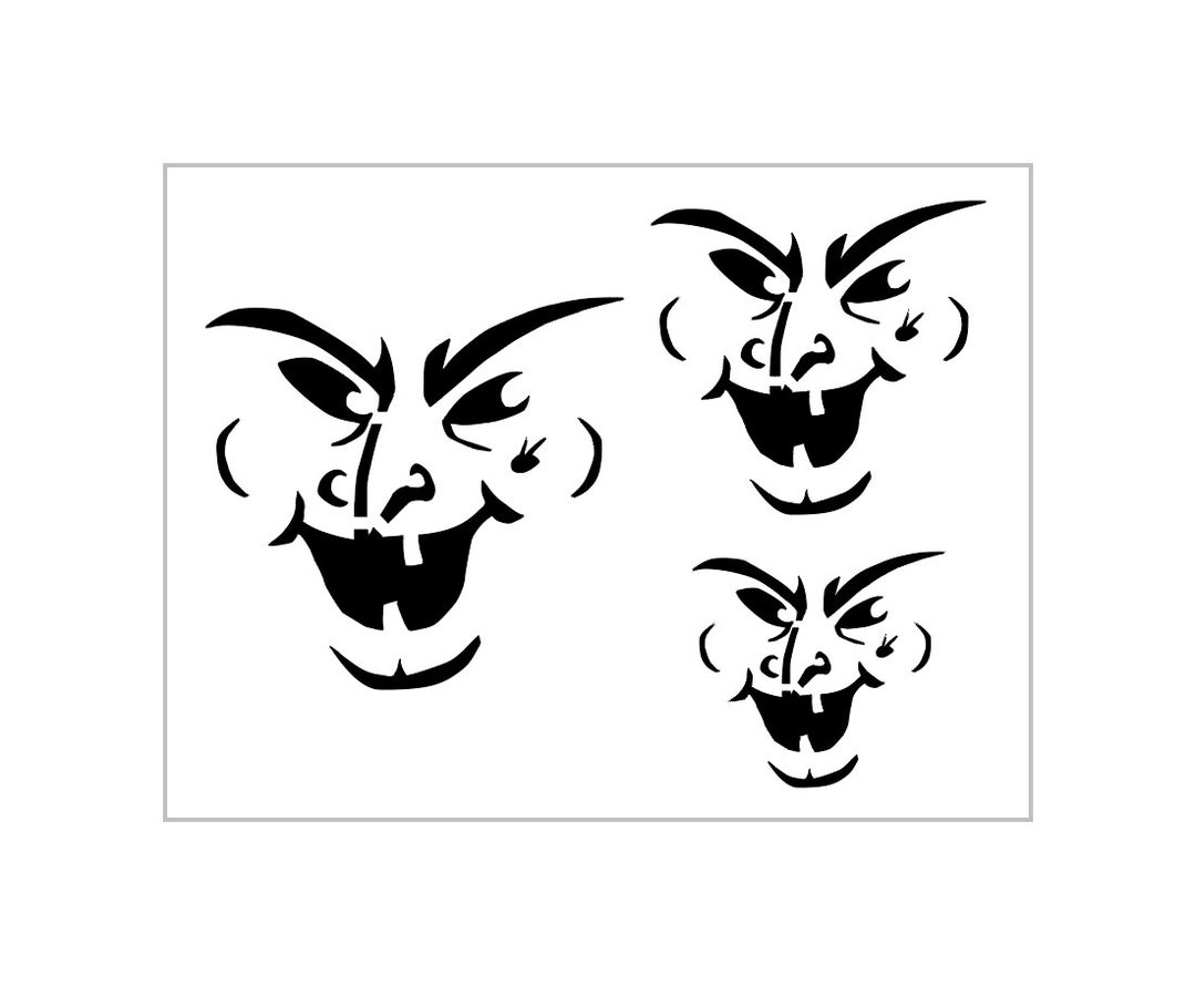 Evil Witch Face Stencil 3 Sizes Halloween Scary Outline Reusable Sheet ...
