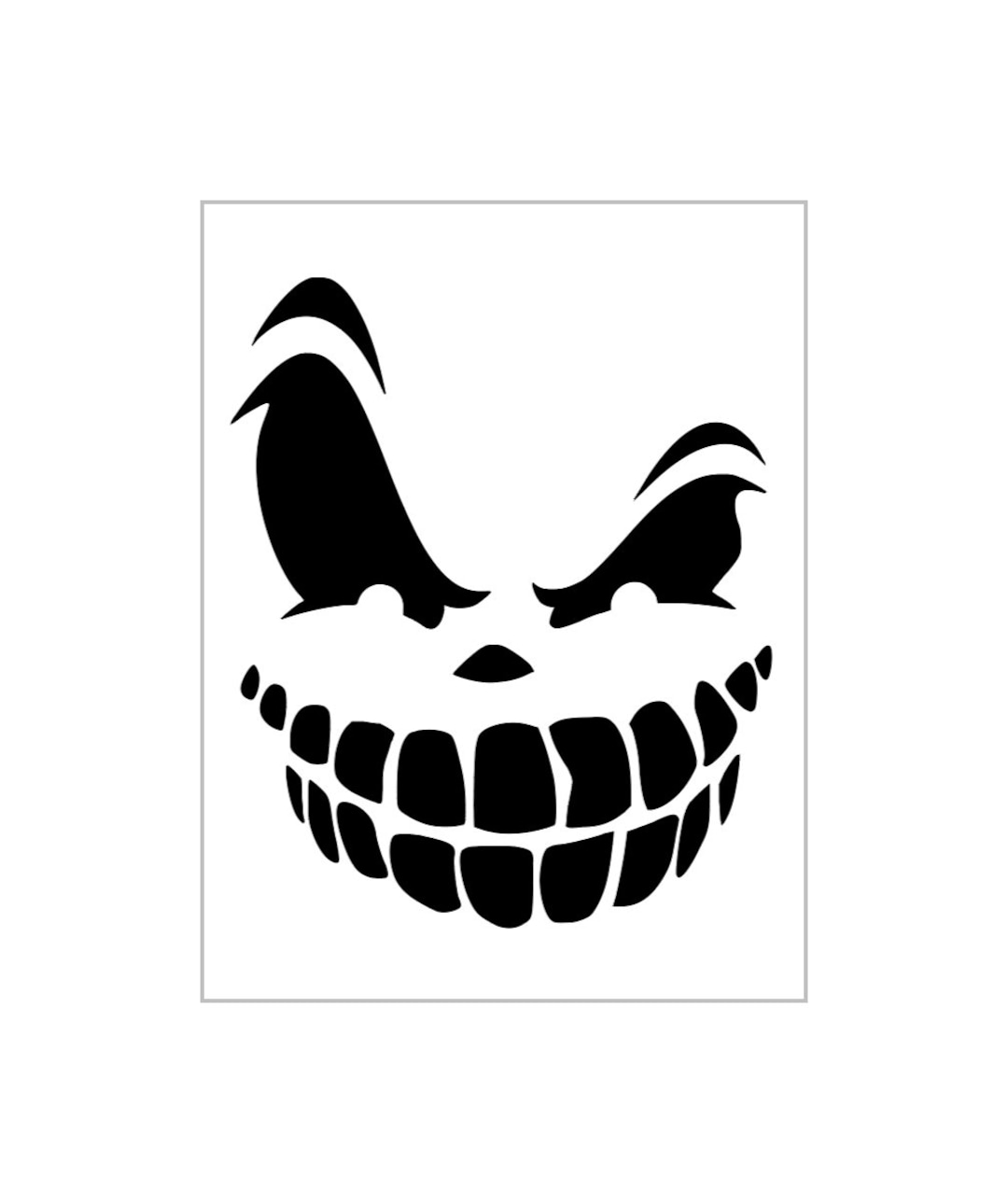 Evil Smile Ghost Stencil Halloween Pumpkin Carving 8.5" X 11" Reusable ...
