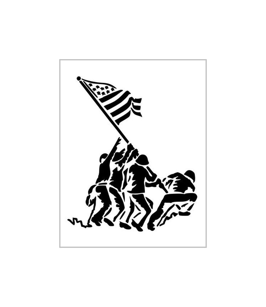 IWO JIMA Stencil Usmc Marine Corps Soldiers Flag Military History ...