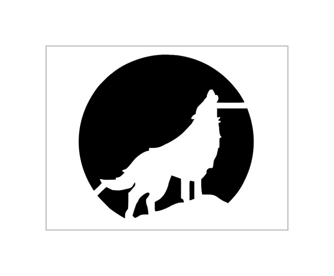 Wolf Howling at Moon Stencil Halloween Pumpkin Carving Reusable Sheet ...