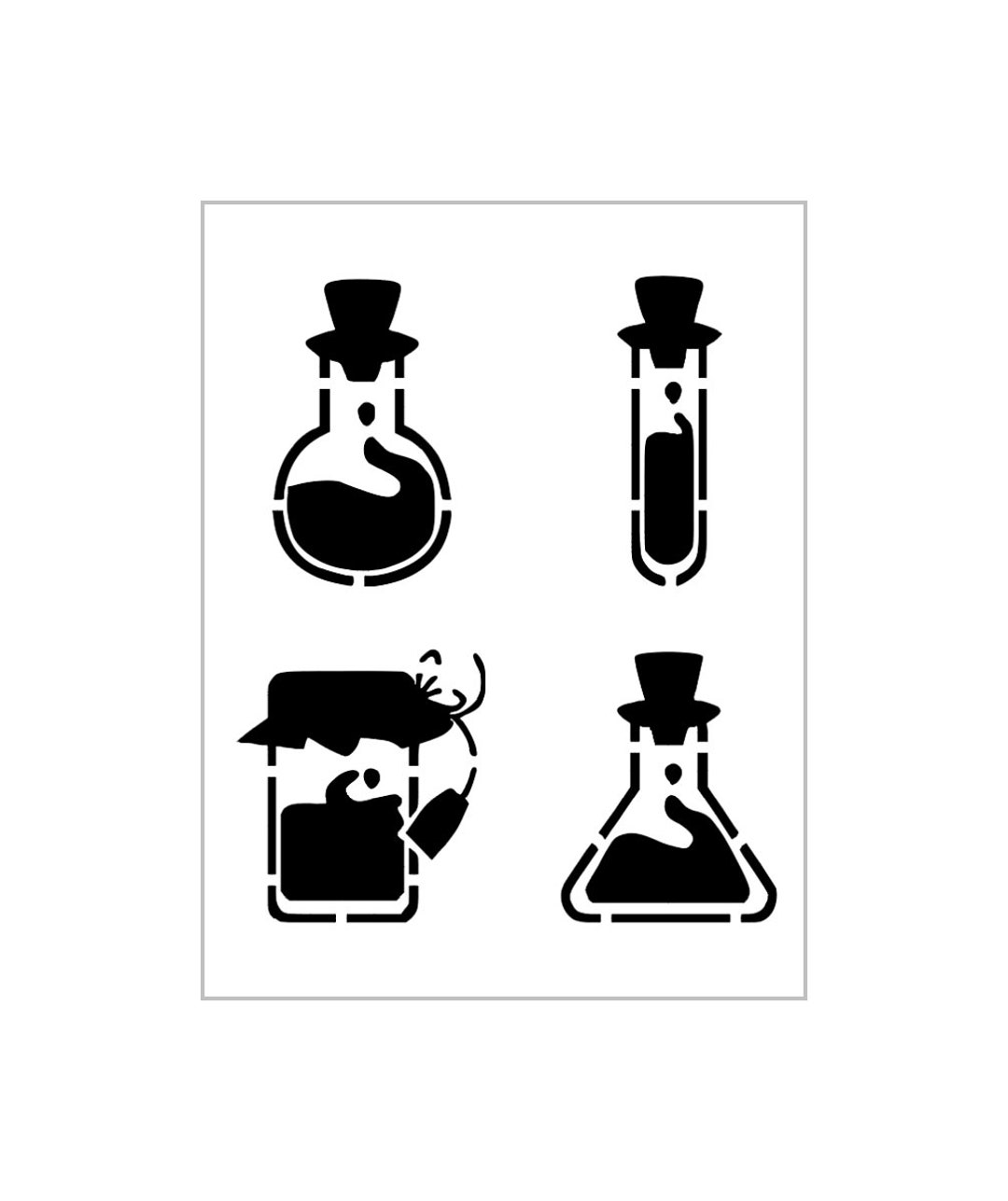 Witch Potion Stencil 4 Designs Halloween Poison Bottles Reusable ...