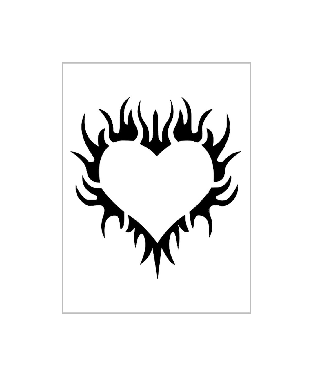 FIRE HEART Stencil Flames Tribal Love Valentines Reusable Plastic Sheet ...