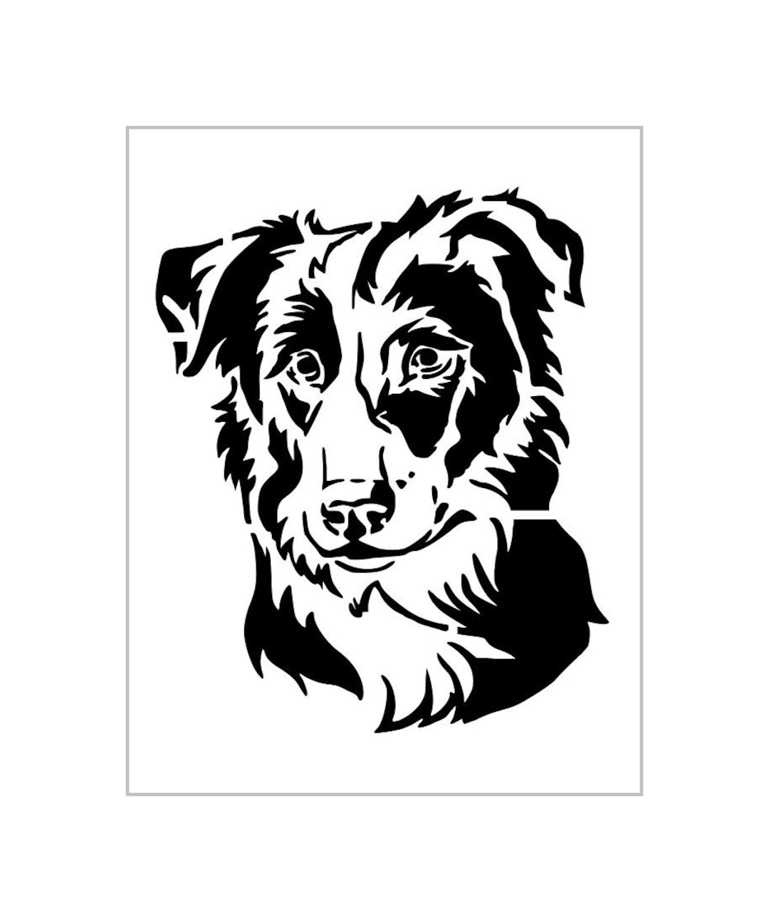 Border Collie Stencil Aussie Dog Breed Face Head Reusable Sheet S142 - Etsy