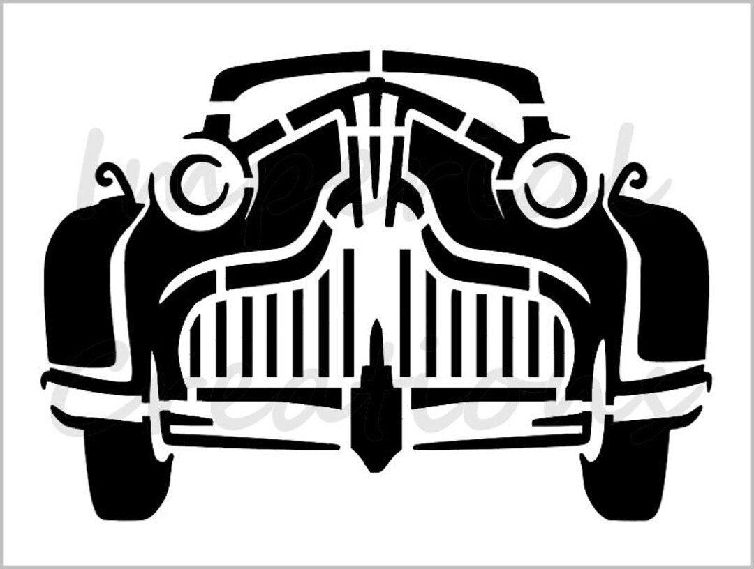 Classic 50's Car 2 Stencil Detailed Sedan Silhouette - Etsy