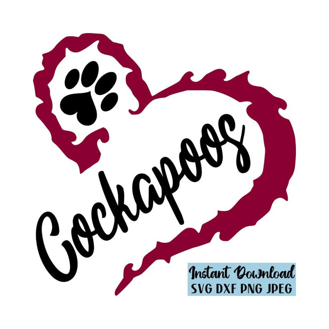 Cockapoo SVG, Dog Love SVG, Heart SVG, Digital Download, Instant ...