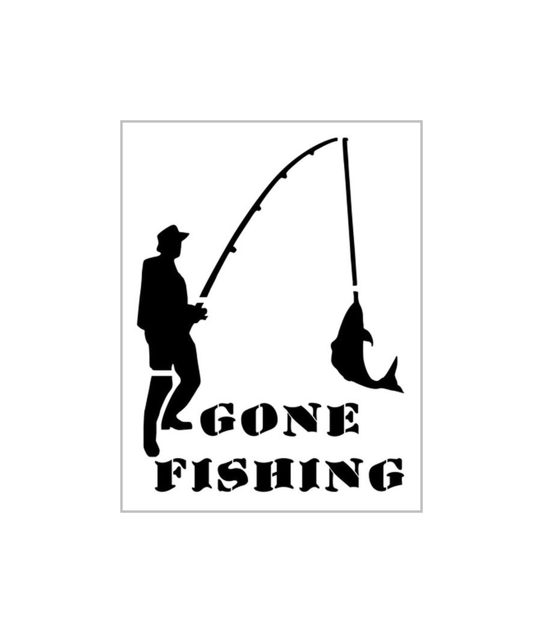 Gone Fishing Stencil Fisherman Rod Reel Fish Reusable Plastic Sheet ...