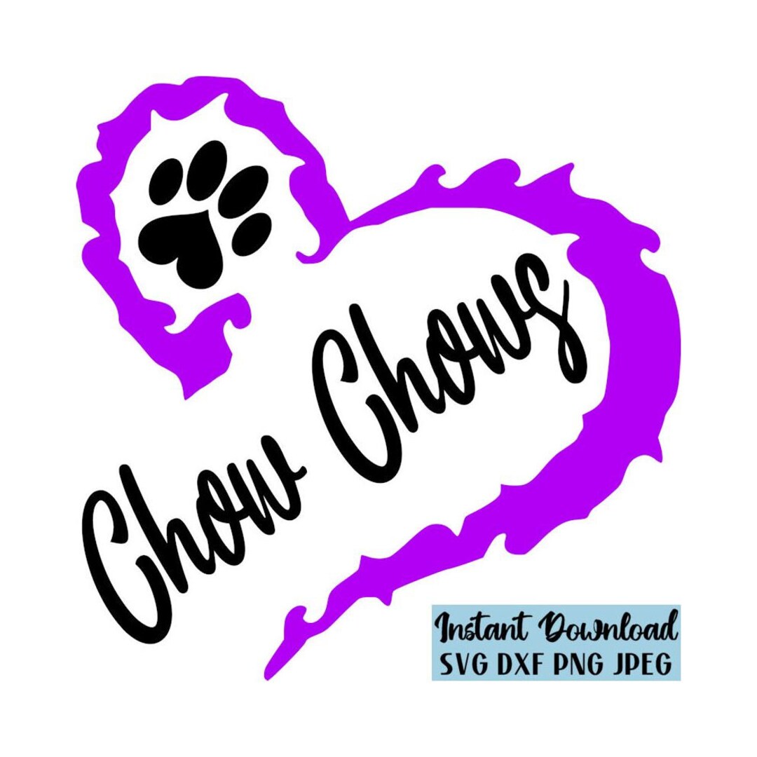 Chow Chow SVG, Dog Love SVG, Heart SVG, Digital Download, Instant ...