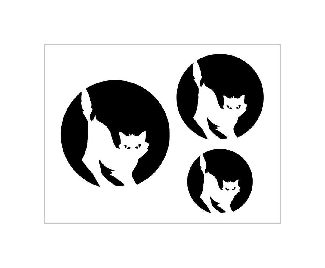 Full Moon Cat Stencil 3 Sizes Halloween Scary Silhouette Reusable Sheet ...
