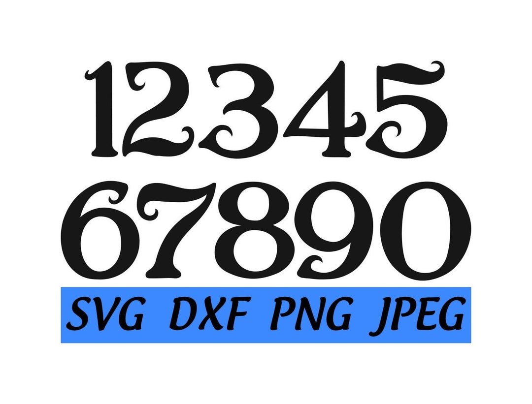 Curly Romance Numbers SVG Bundle, Fancy Font Address Phone Birthday ...