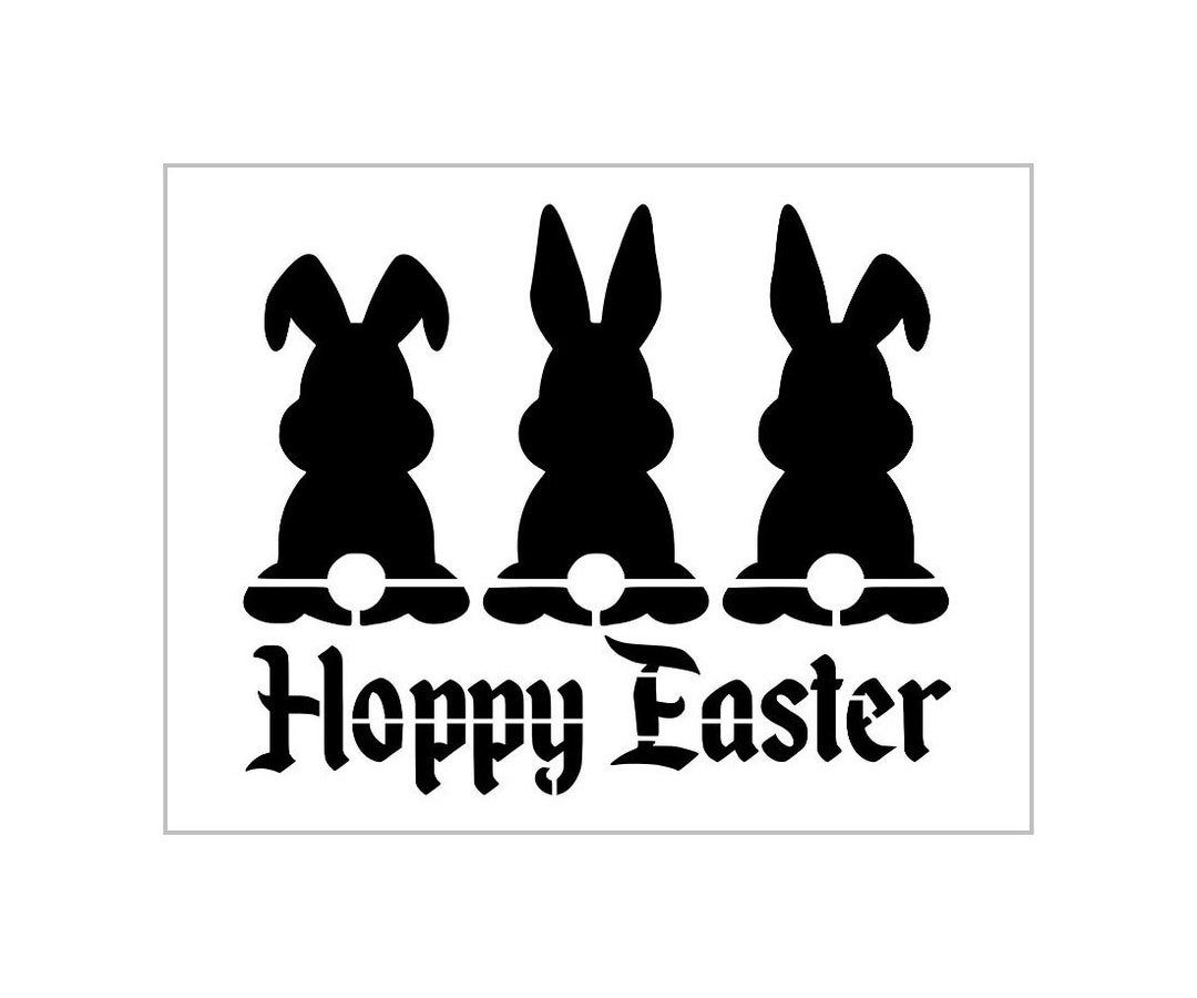 Hoppy Easter 3 Bunnies Stencil Happy Rabbit Tails Reusable Sheet S305 - Etsy