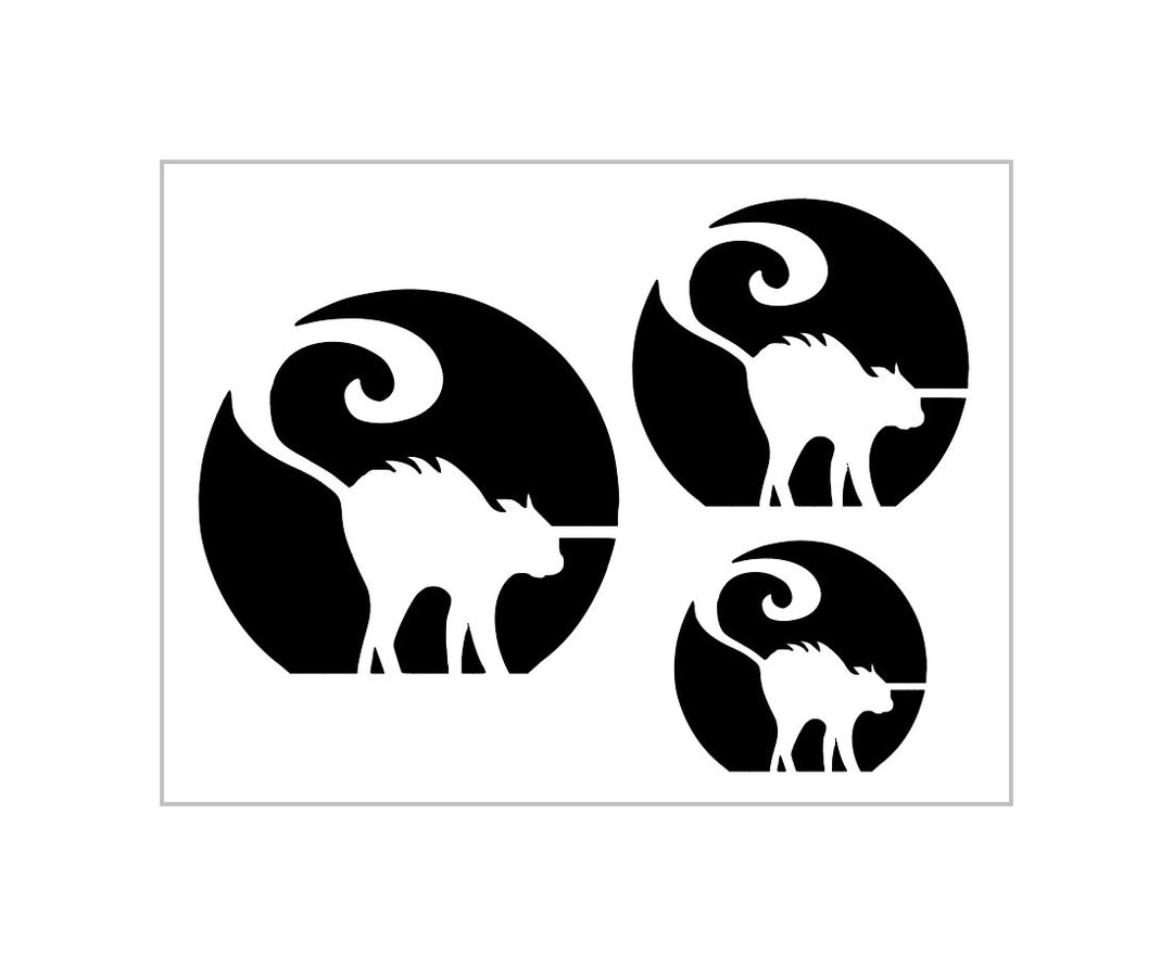 Evil Witch Cat Stencil 3 Sizes Halloween Full Moon Reusable Sheet S815 ...