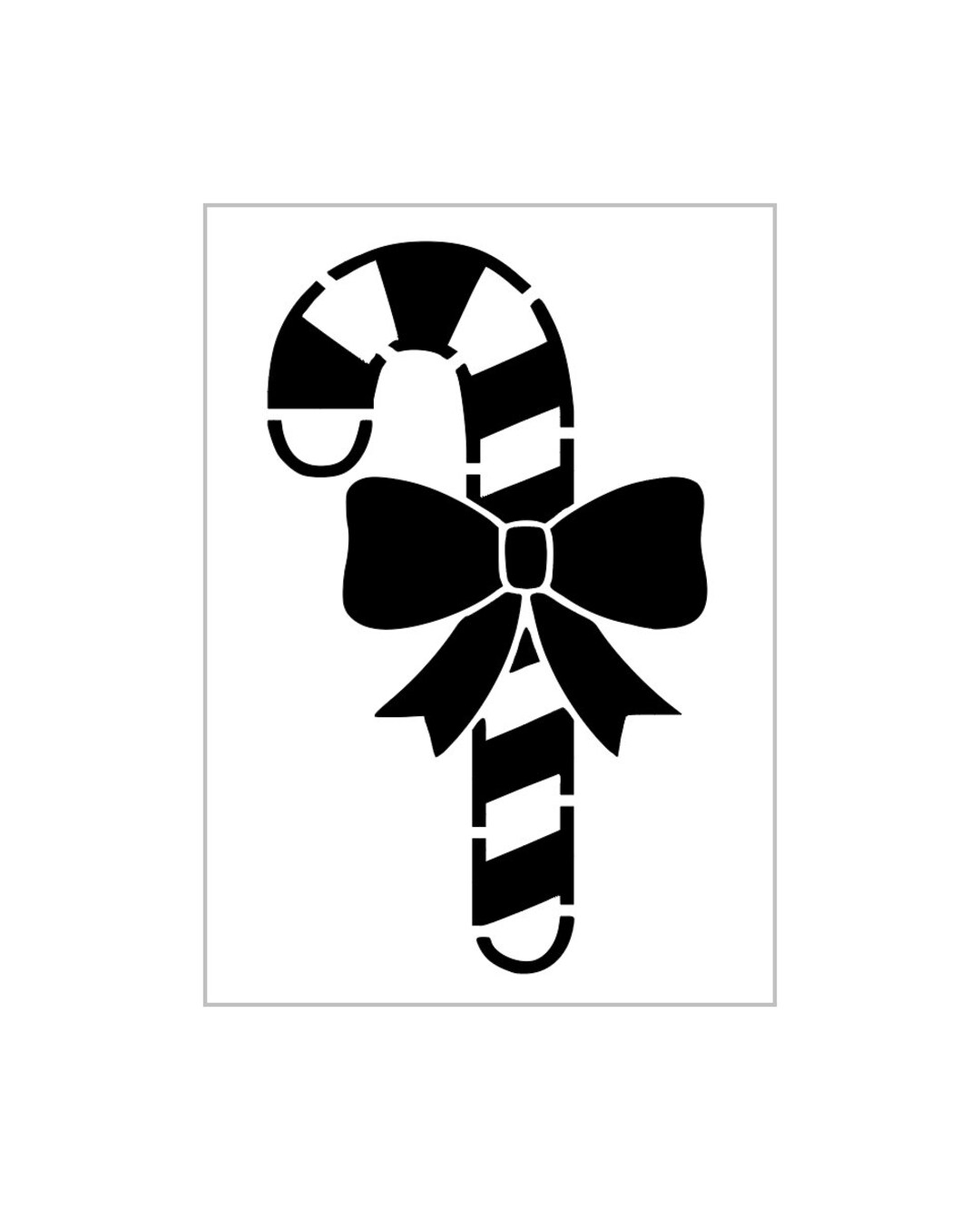 Candy Cane Stencil With Bow Christmas Peppermint Treat Holiday Reusable ...
