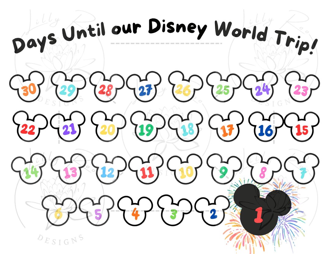 30 Day Disney World Count Down Printout - Etsy