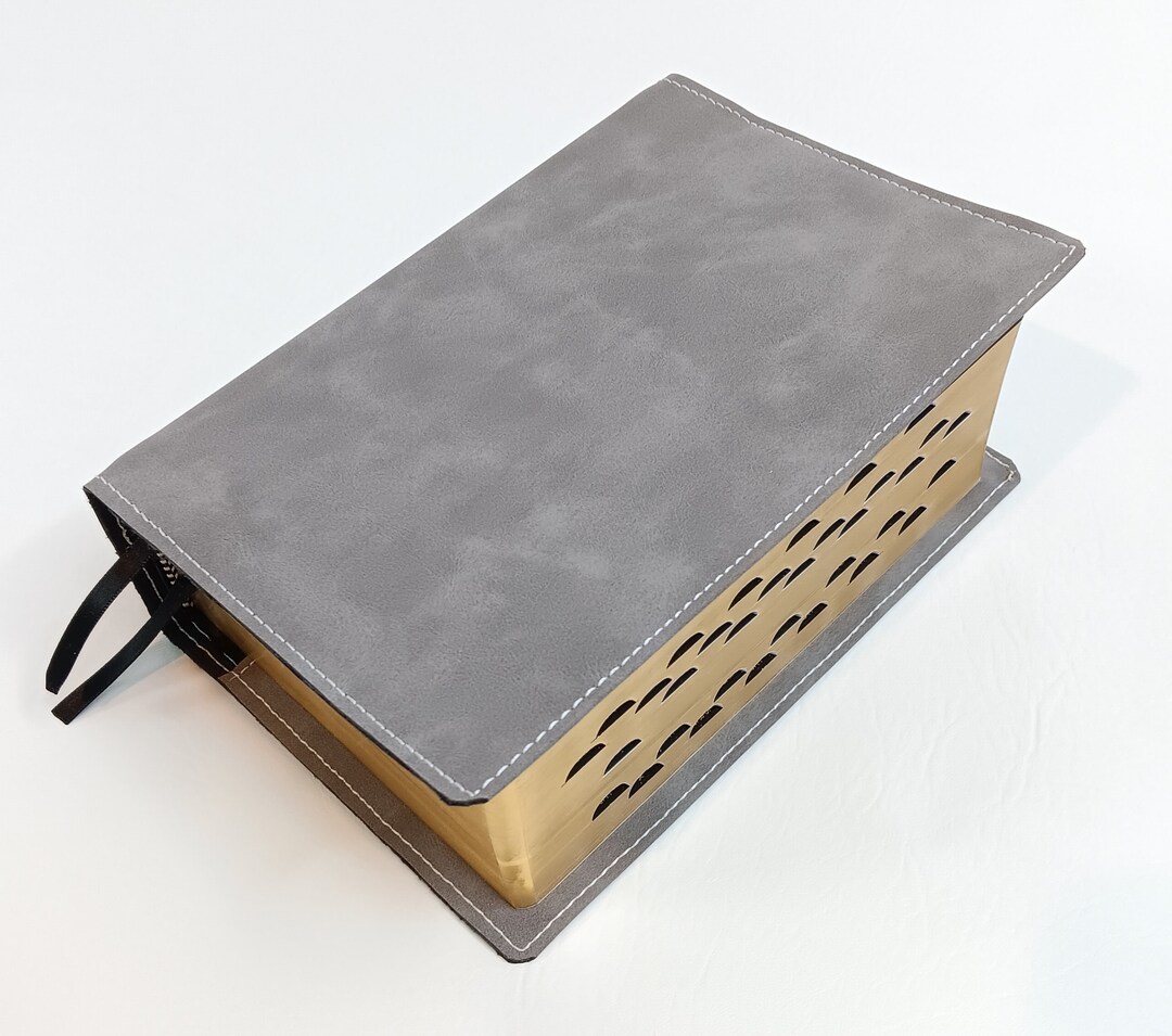 Grey Suede Faux Leather, Regular Size LDS Quad Scripture Cover, Grey ...